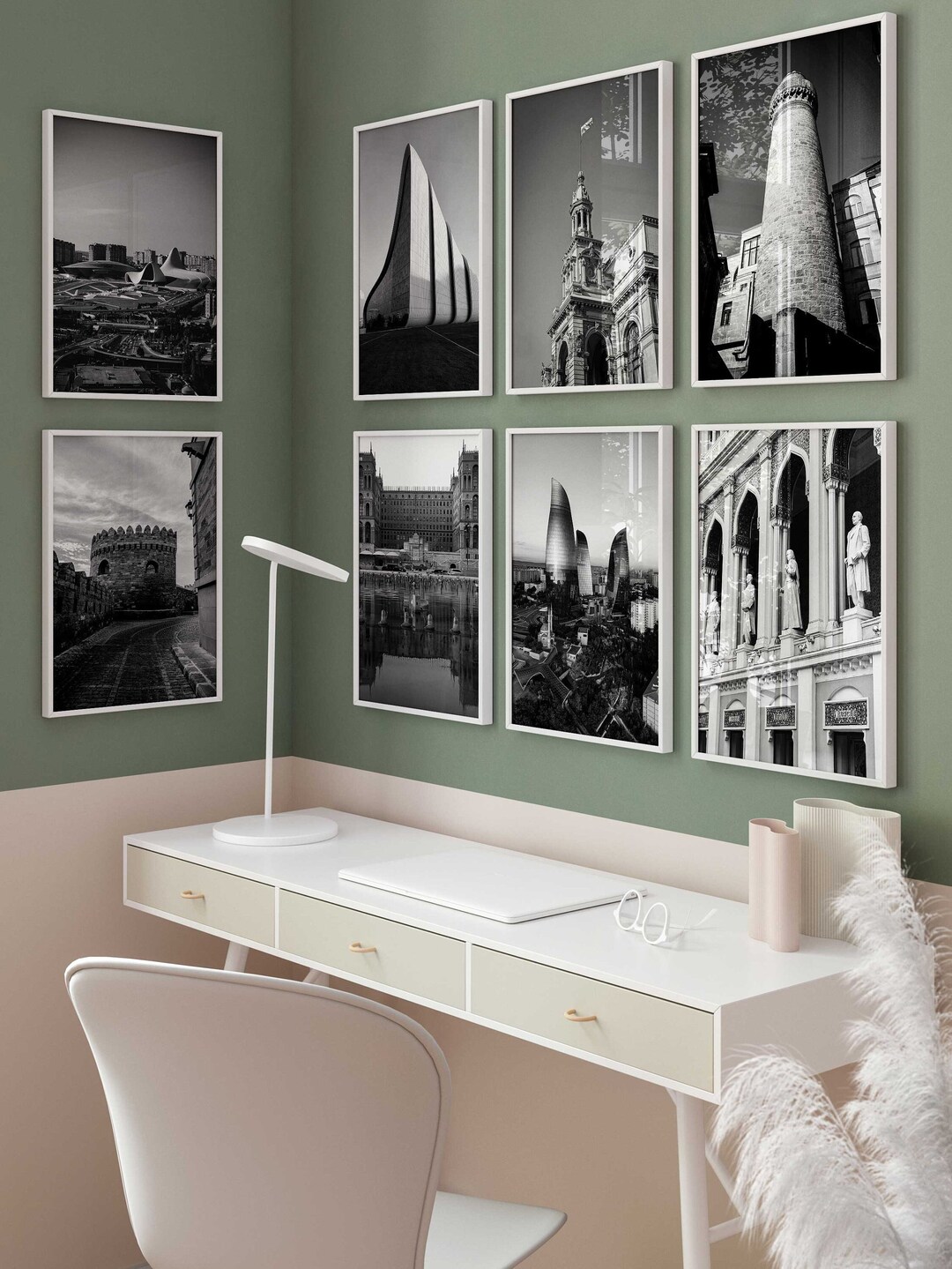 Baku Azerbaijan Black and White Photo 8 Piece Wall Art – Baku ...
