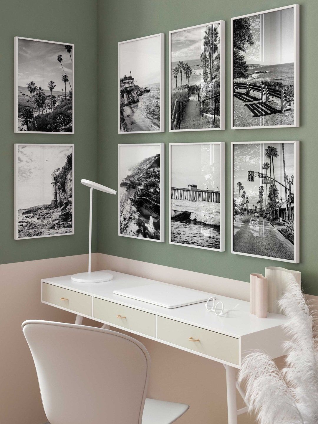 Laguna Beach California Set of 8 Prints – Laguna Beach California Black ...