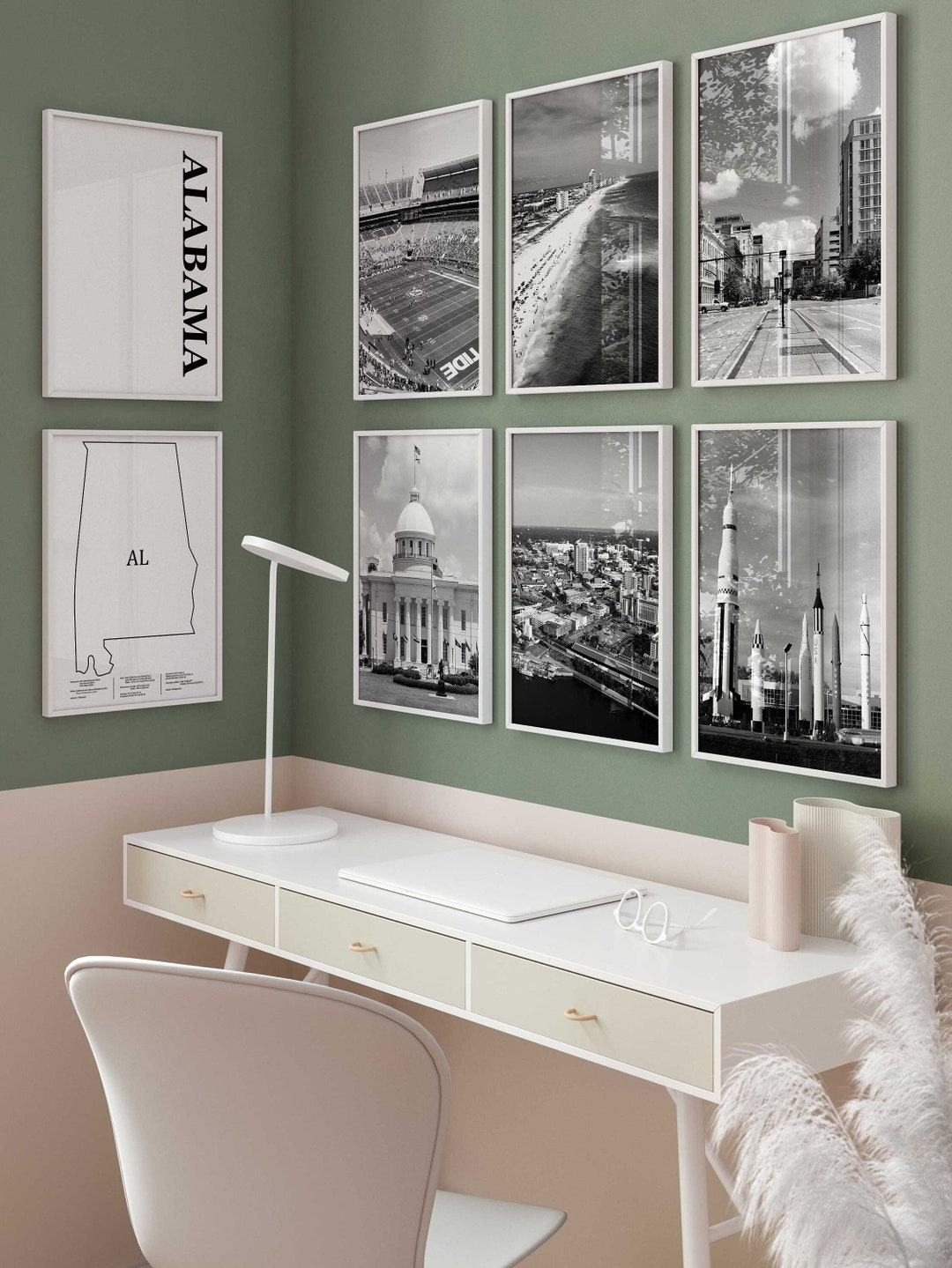 Alabama Black and White Photo 8 Piece Wall Art – Alabama Set of 8 ...