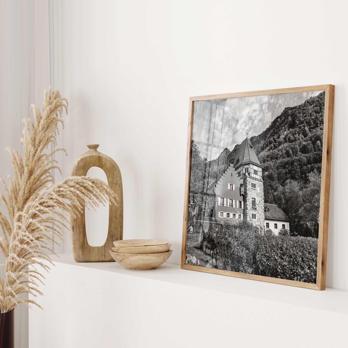 Liechtenstein Square Black and White Photograph 9 Piece Wall Art – Map ...