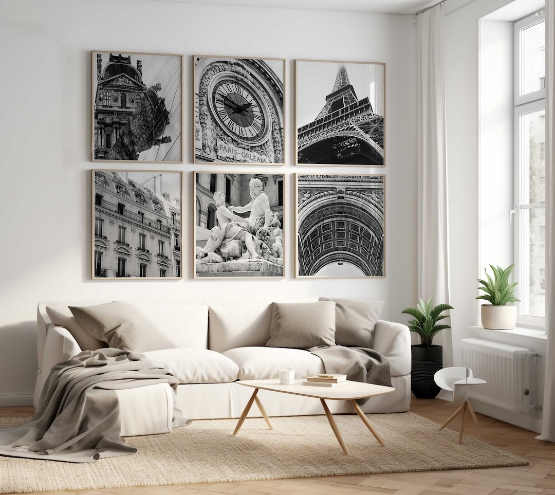 Paris France Set of 6 Square City Photo – Paris France Black and White Prints 6 Piece Wall Art ...