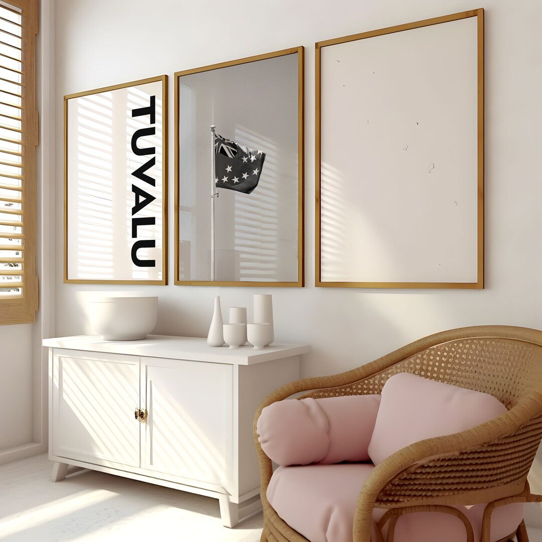 Tuvalu Black and White Photograph 3 Piece Wall Art – Tuvalu Map Print ...