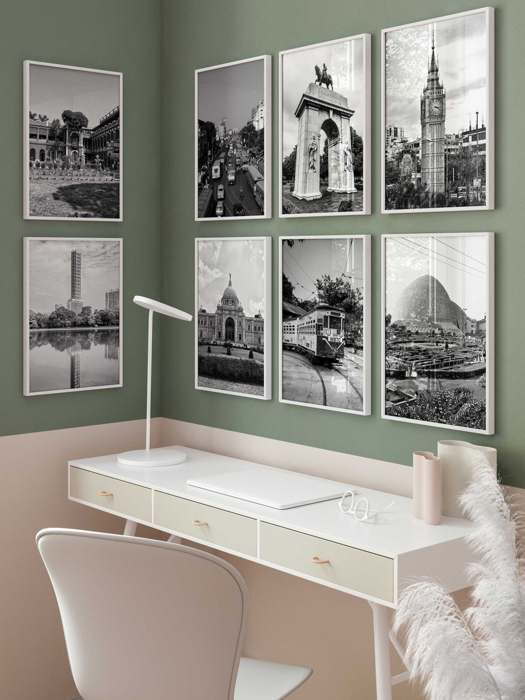 Kolkata India Black and White Photo 8 Piece Wall Art – Kolkata West ...