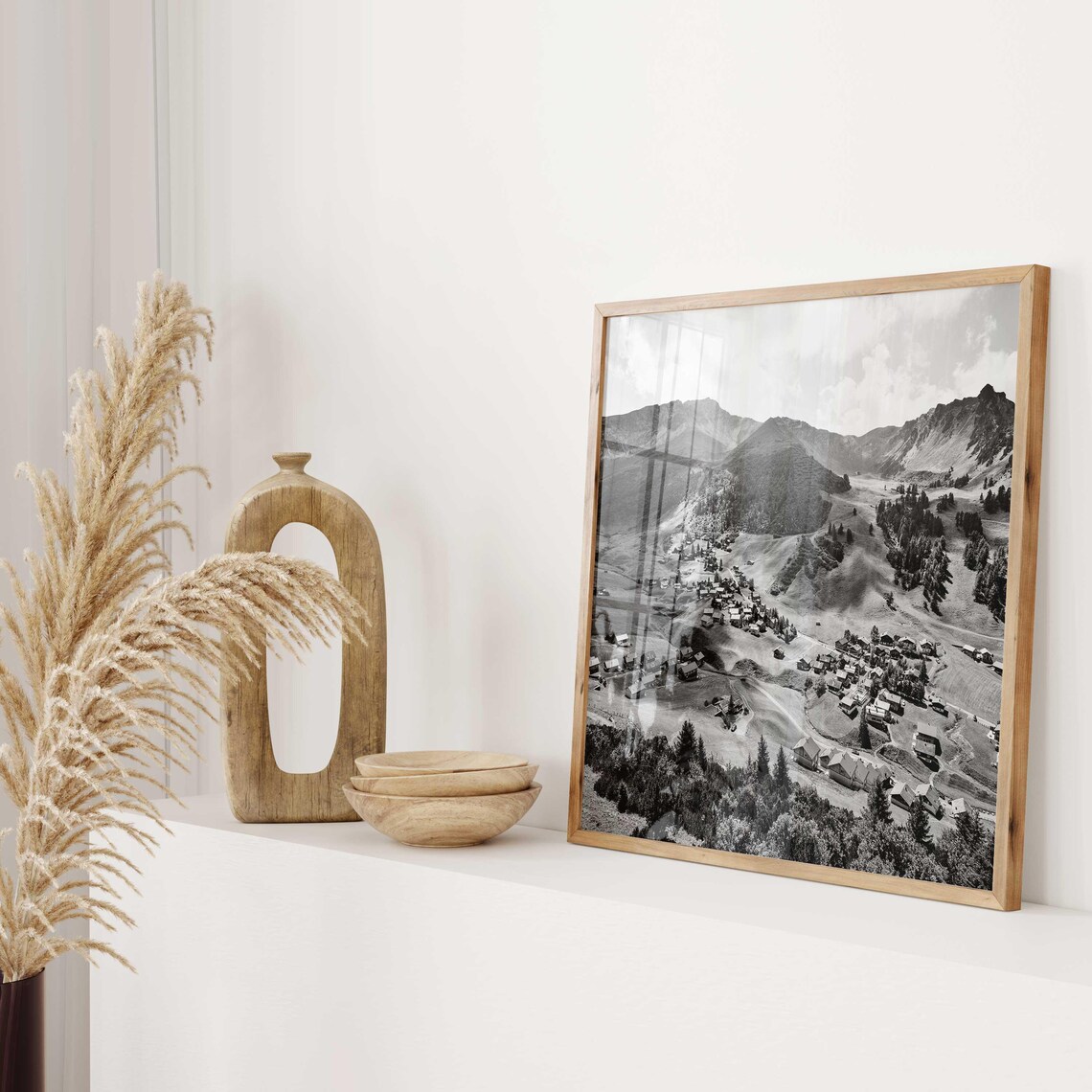 Liechtenstein Square Black and White Photograph 9 Piece Wall Art – Map ...