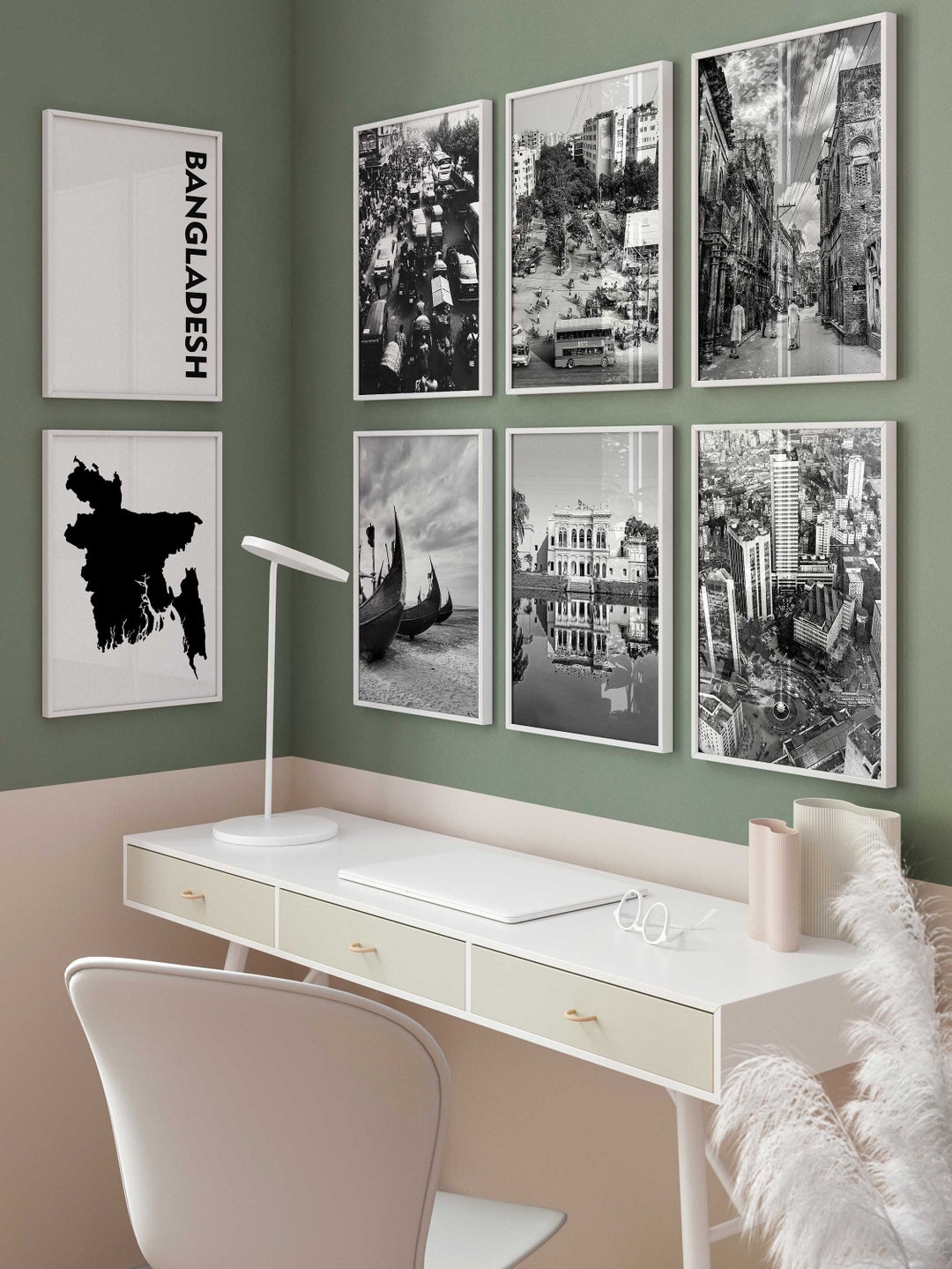 Bangladesh Black and White Photograph 8 Piece Wall Art – Bangladesh Map ...