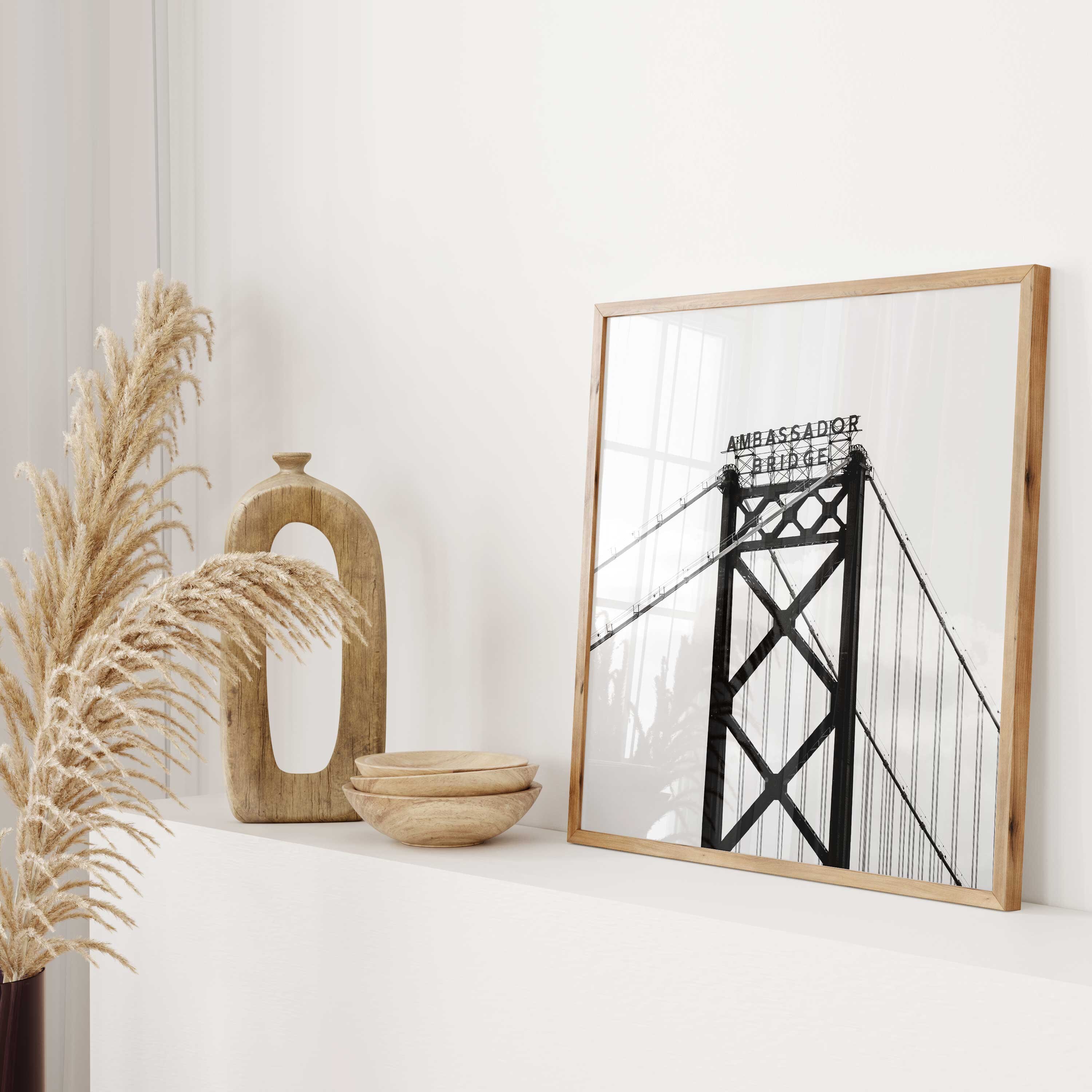 Detroit Michigan Square Black and White Photograph 9 Piece Wall Art ...