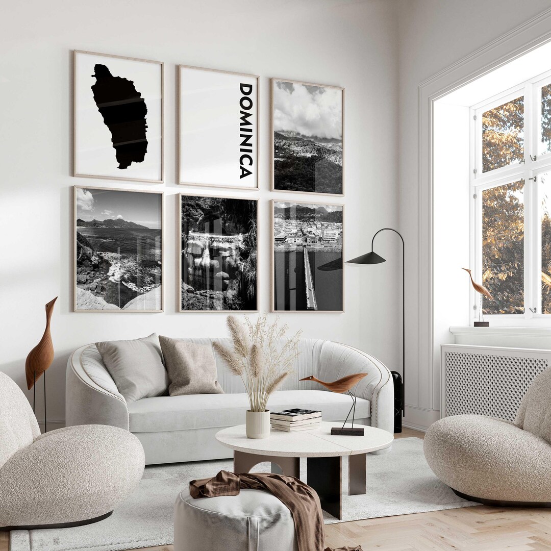 Dominica Black and White Photograph 6 Piece Wall Art – Dominica Map ...
