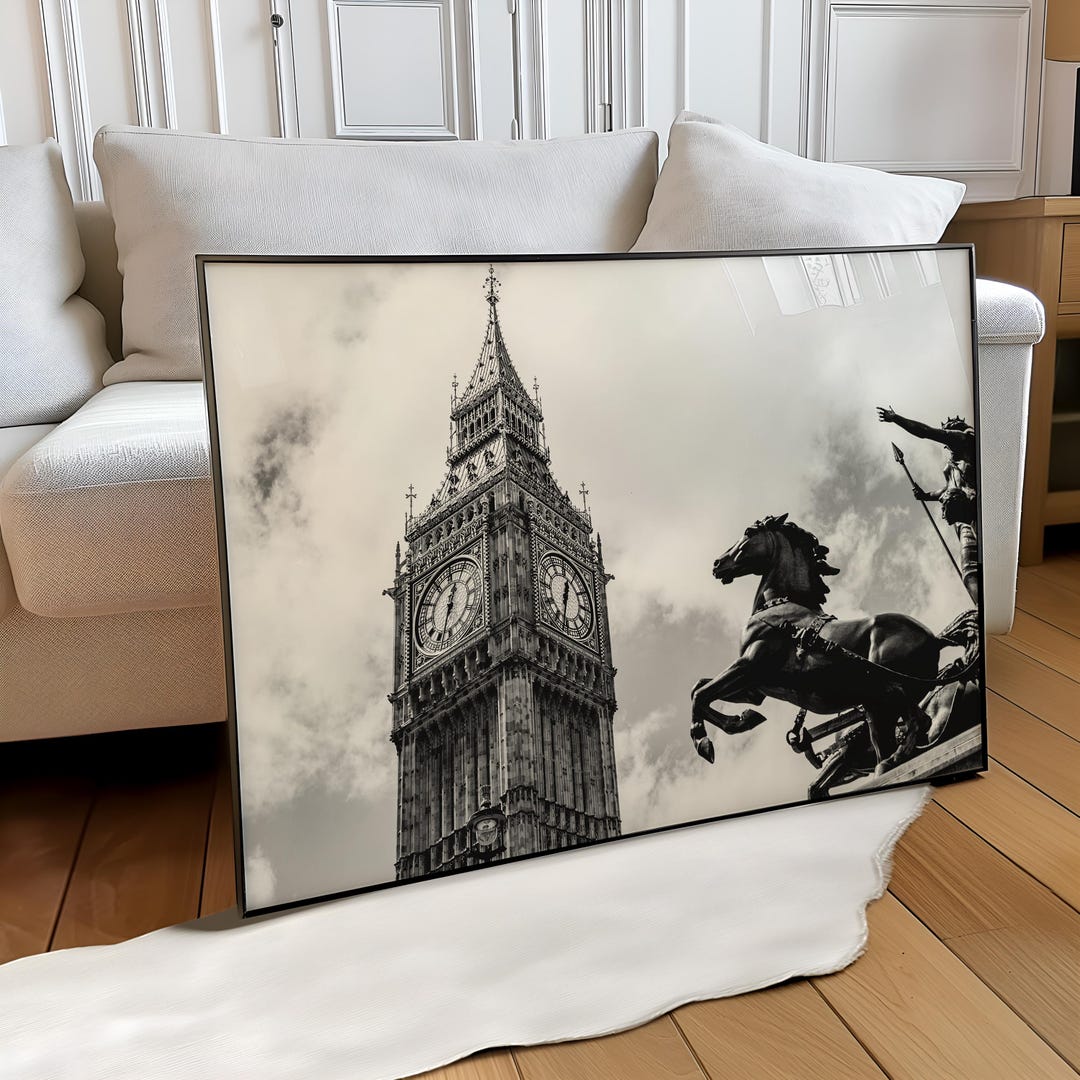 London England Landscape City Print – London United Kingdom Black and ...