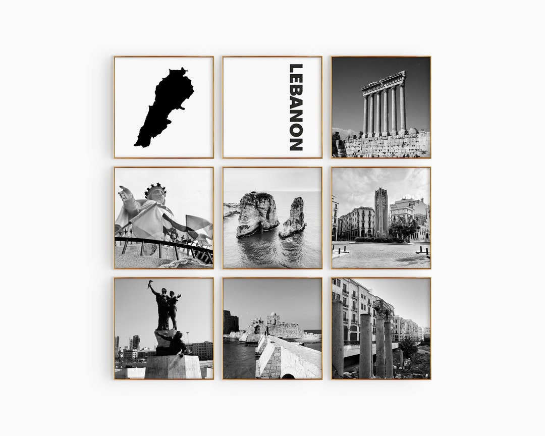 Lebanon Square Black and White Photograph 9 Piece Wall Art – Lebanon ...
