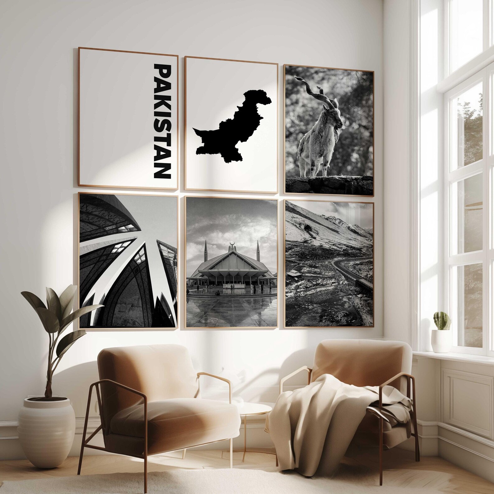 Pakistan Black and White Photograph 6 Piece Wall Art – Pakistan Map ...