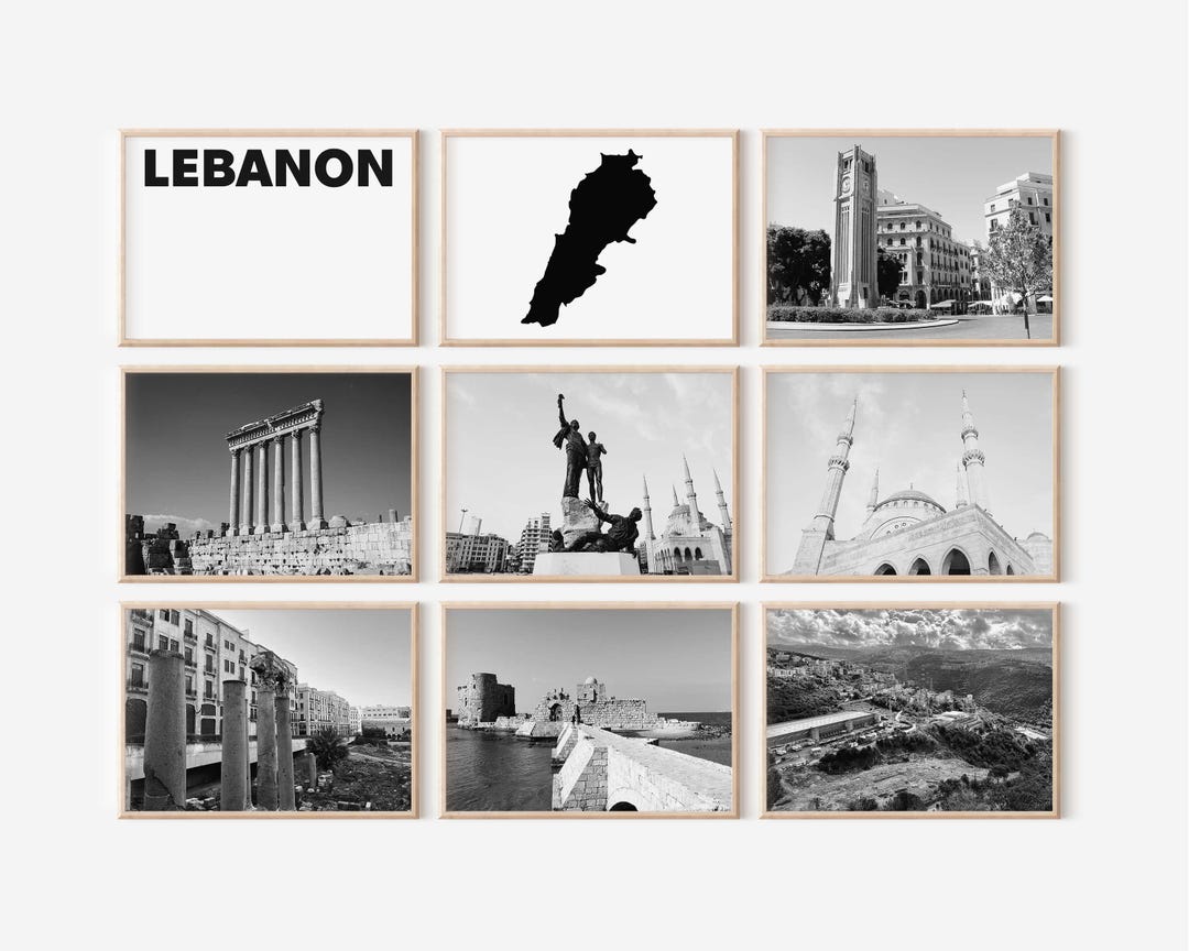 Lebanon Landscape Black and White Set of 9 Photo – Map Print Lebanon 9 ...