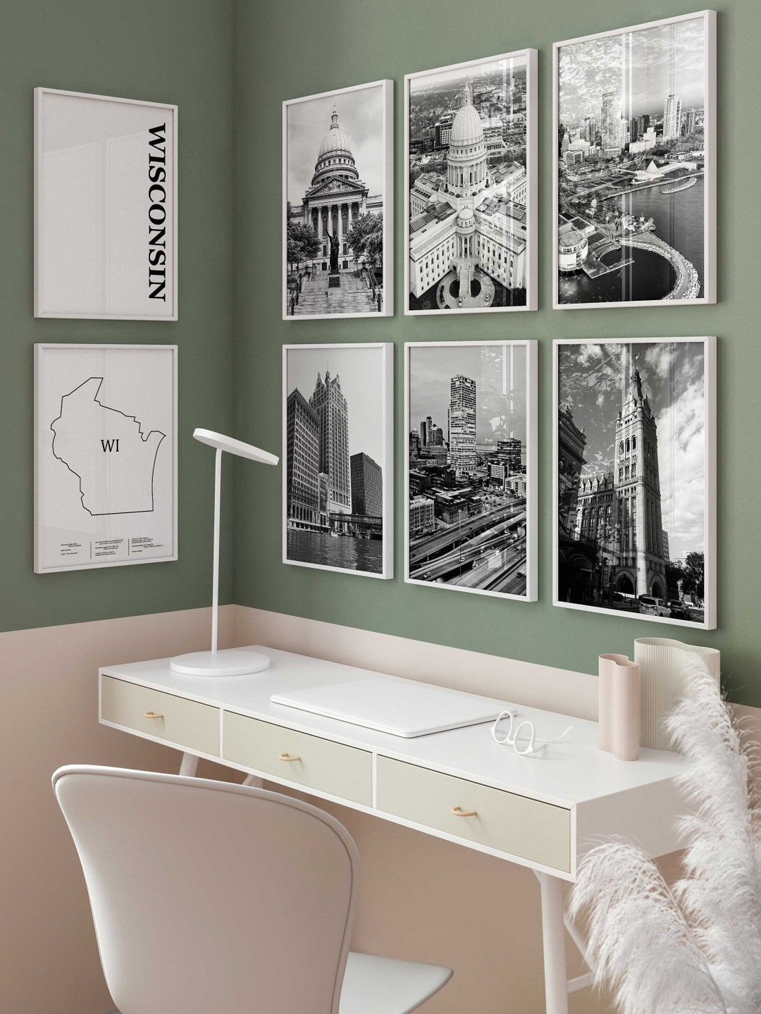 Wisconsin Black and White Photo 8 Piece Wall Art – Wisconsin Set of 8 ...