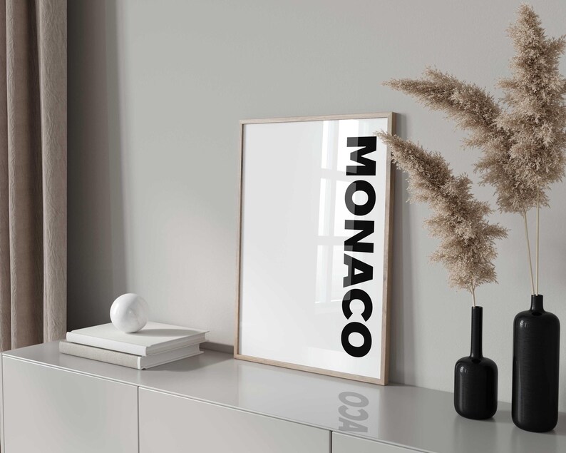 Monaco Black and White Photograph 8 Piece Wall Art – Monaco Map Print ...