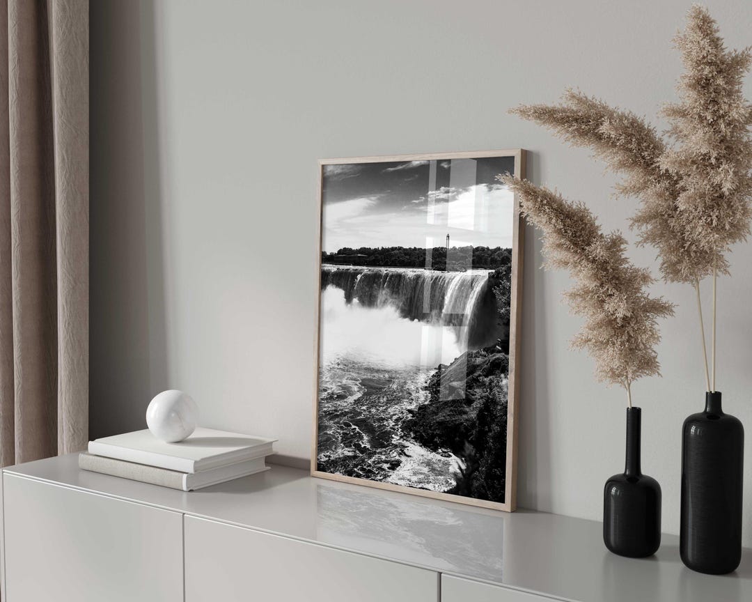 Niagara Falls Canada Minimalist Print – Niagara Falls Ontario Black and ...