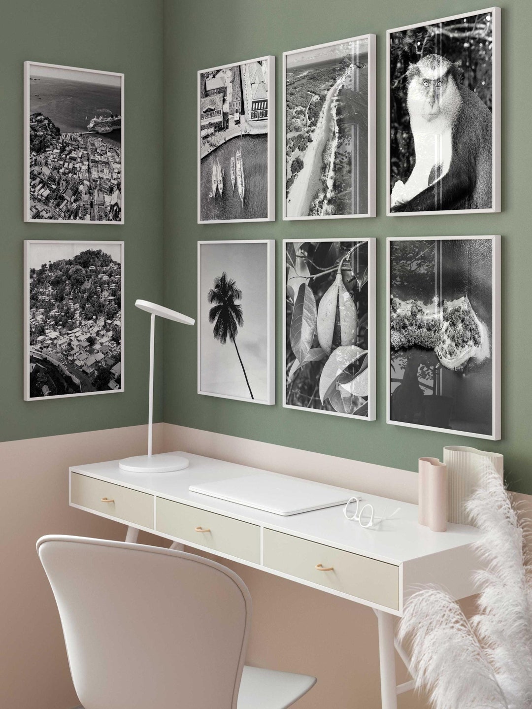 Grenada Black and White Set of 8 Photo – Grenada St. George's 8 Piece ...