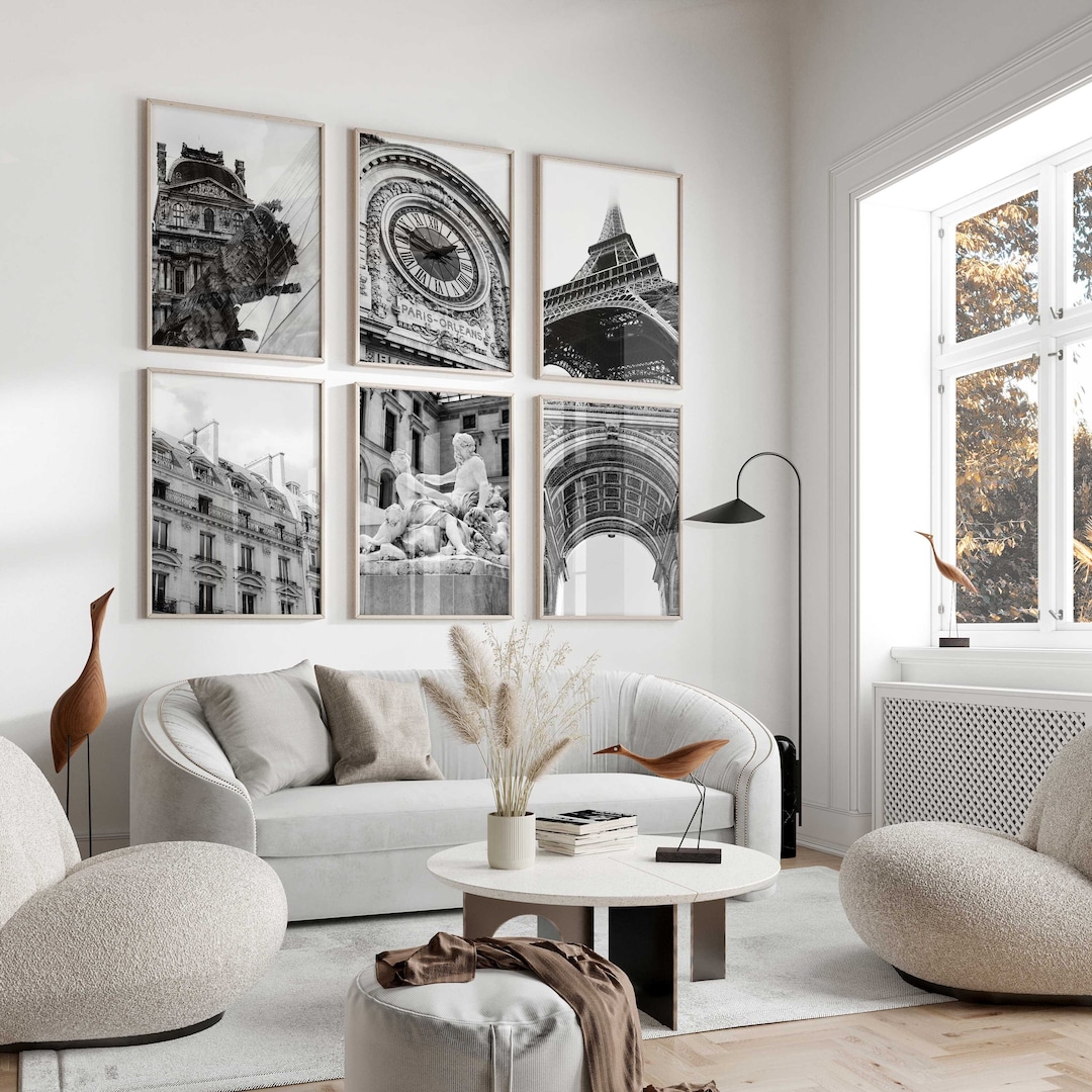 Paris France Black and White Photo 6 Piece Wall Art – Paris France Set of 6 Prints Printable ...