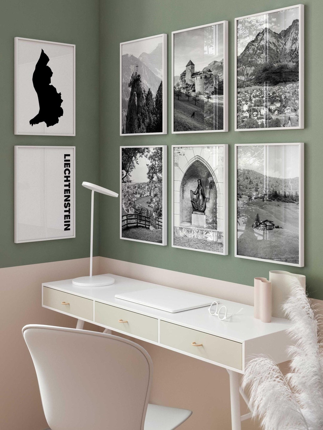 Liechtenstein Black and White Photograph 8 Piece Wall Art ...