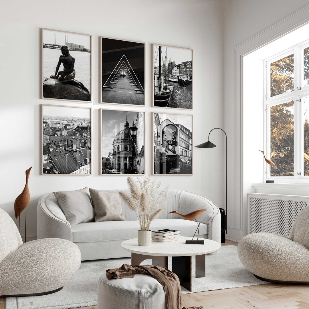 Copenhagen Denmark Black and White Photograph 6 Piece Wall Art ...