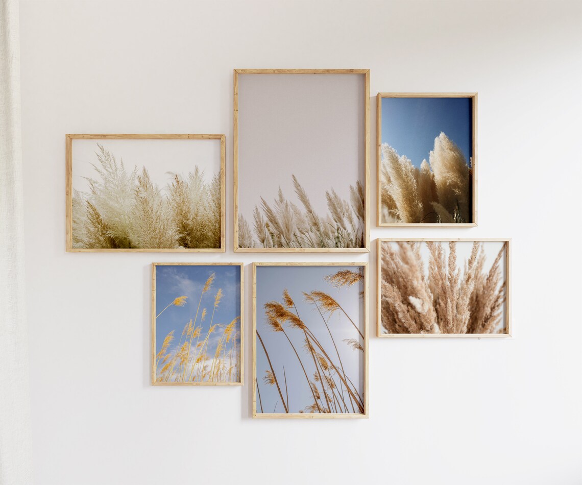 Pampas Grass Gallery Wall Prints Set of 25 - Neutral Dried Grass Photo ...