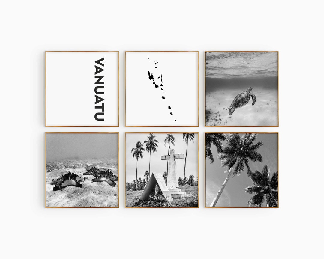Vanuatu Square Black and White Photograph 6 Piece Wall Art – Vanuatu ...