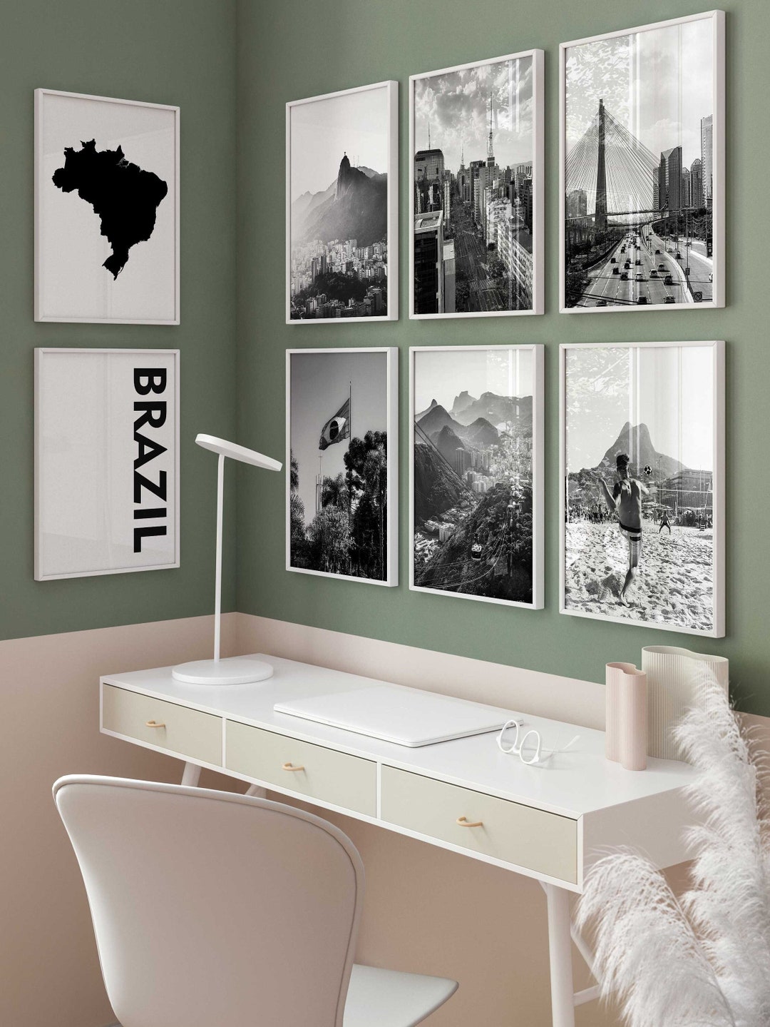 Brazil Black and White Set of 8 Photo – Map Print Brazil 8 Piece Wall ...