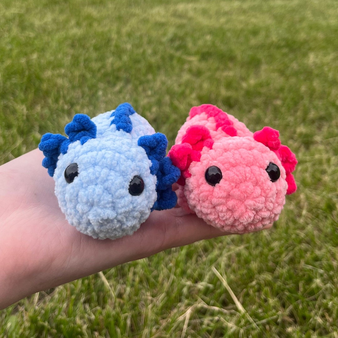 Crochet Axolotl Plushie Stuffed Plush Amigurumi Cute Pink Blue Baby Axo ...