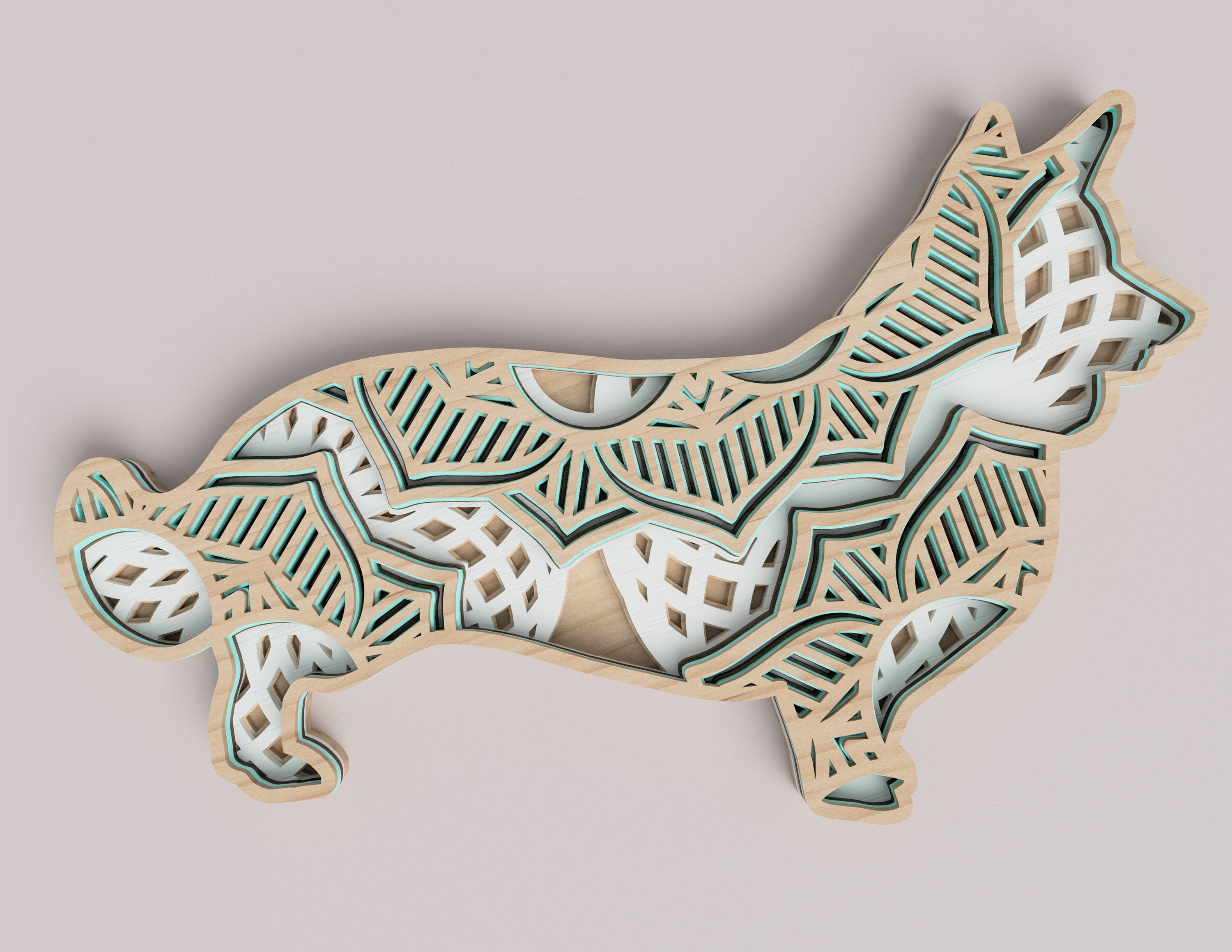 Corgi laser cut file layered svg vector design dxf file for | Etsy