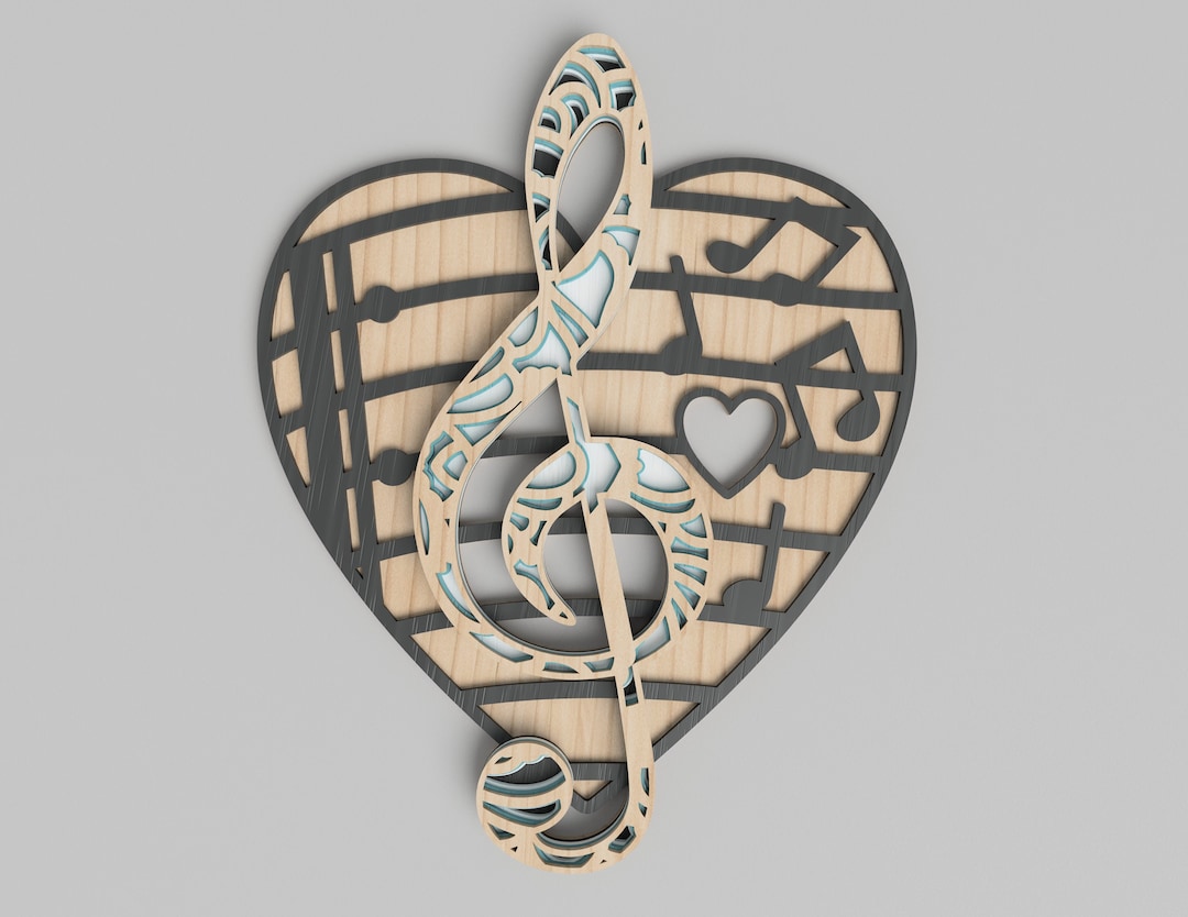 Treble Clef Music Notes Laser Cut File: Multilayer SVG (digital ...