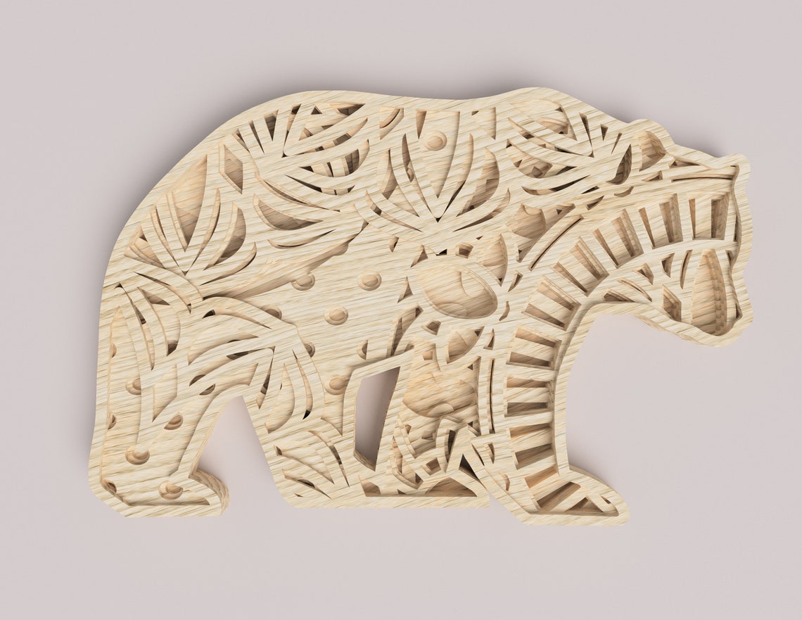 Bear laser cut file layered svg vector design dxf file for | Etsy