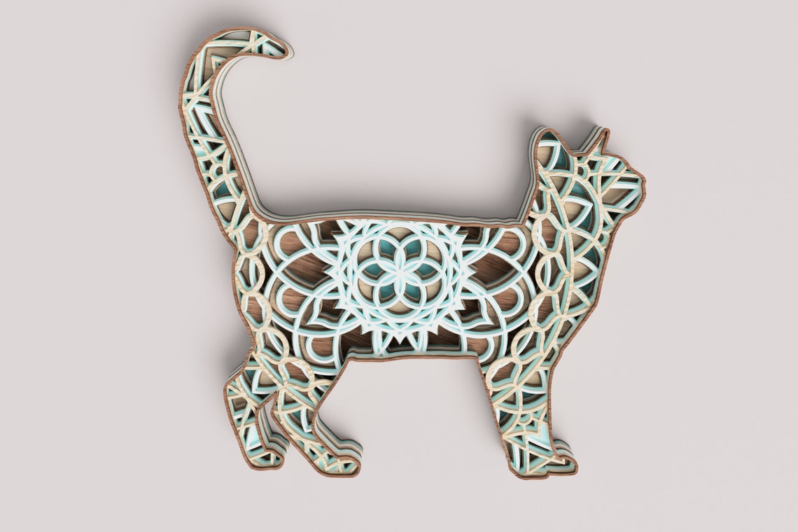 Cat laser cut file layered svg vector design dxf file for | Etsy