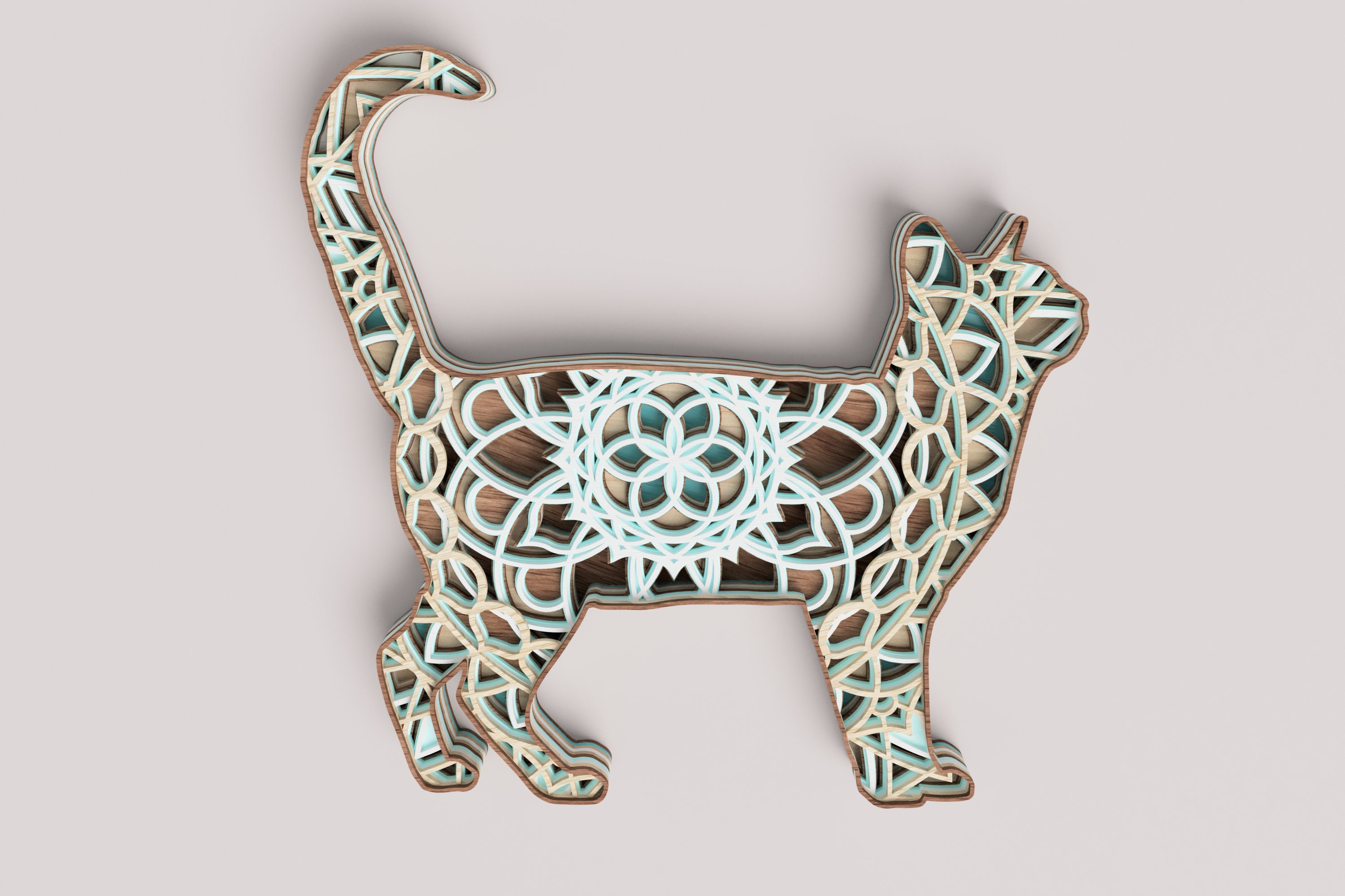 Cat laser cut file layered svg vector design dxf file for | Etsy
