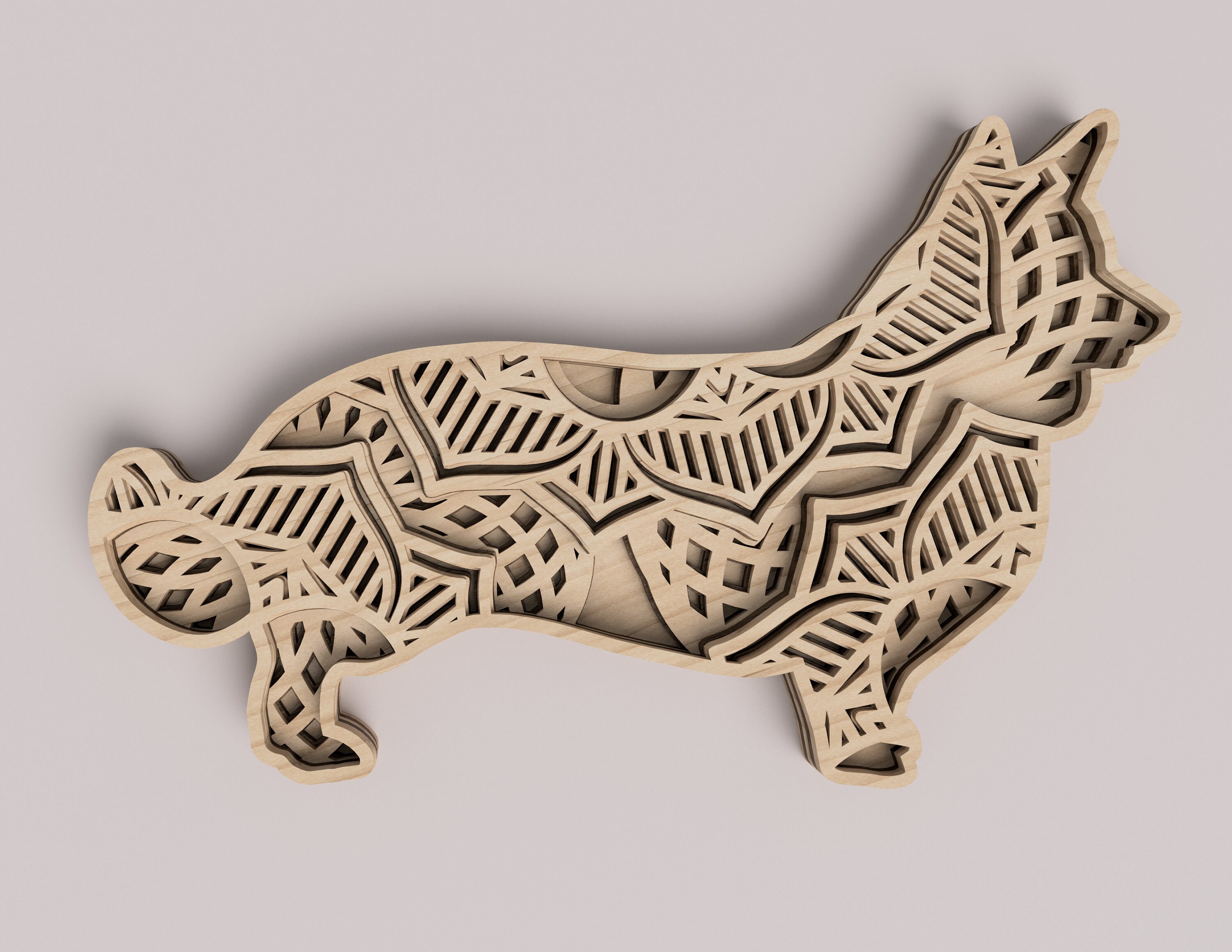 Corgi laser cut file layered svg vector design dxf file for | Etsy
