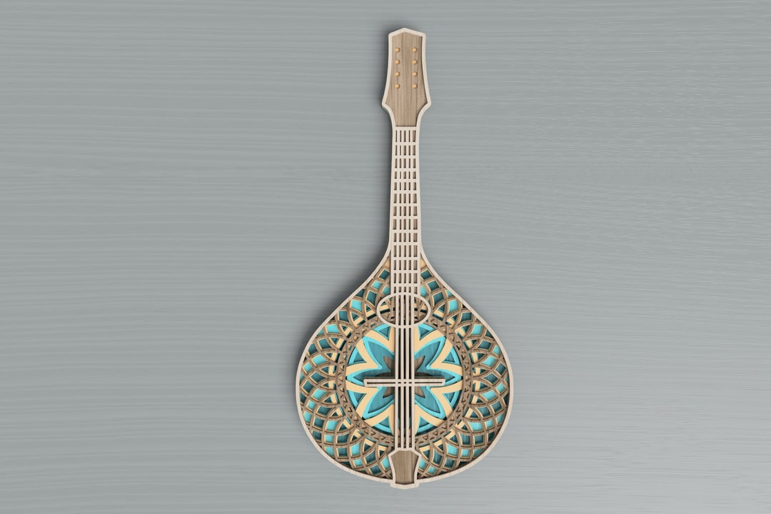 Mandolin Mandala Laser Cut File: Layered SVG Vector Art (digital ...