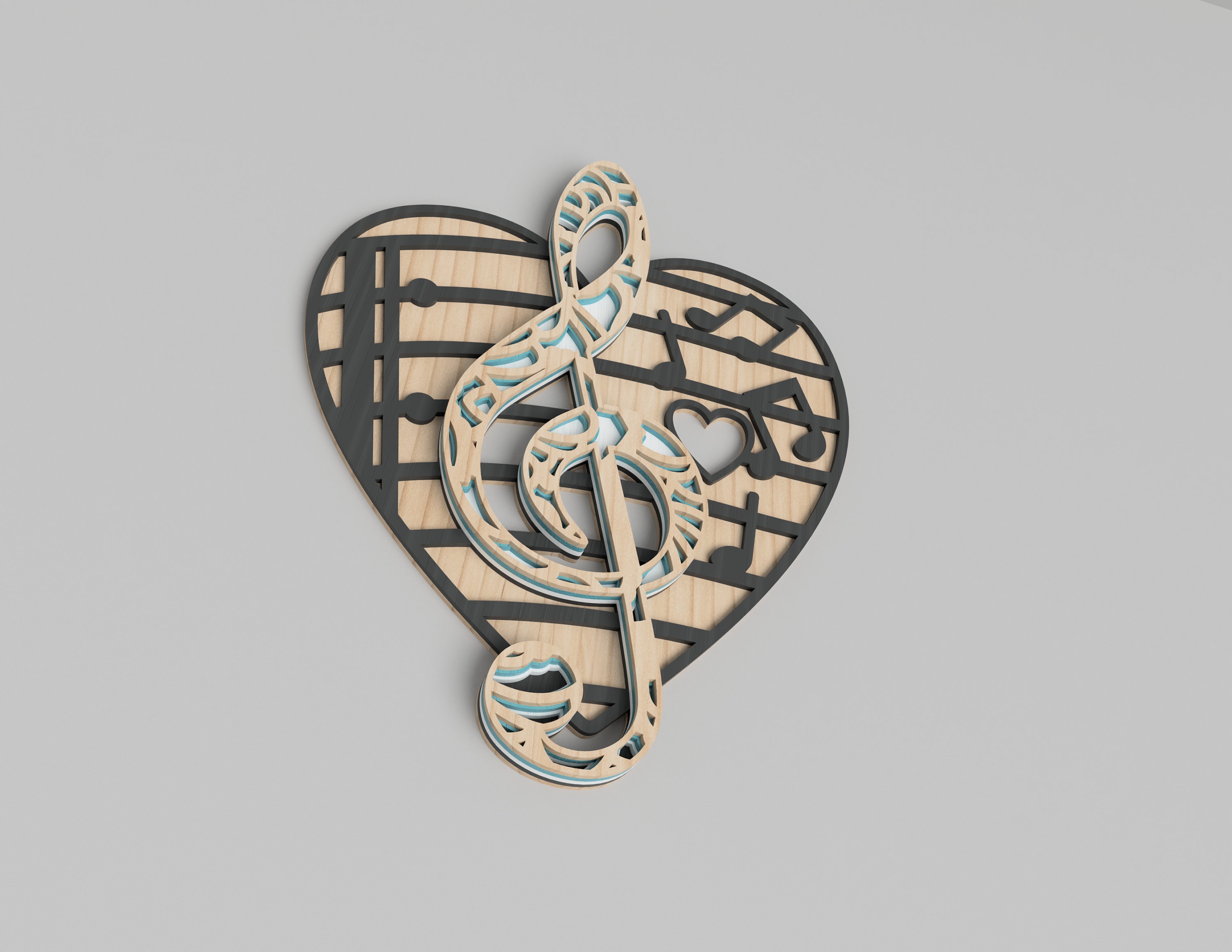 Treble Clef Music Notes Laser Cut File: Multilayer SVG (digital ...