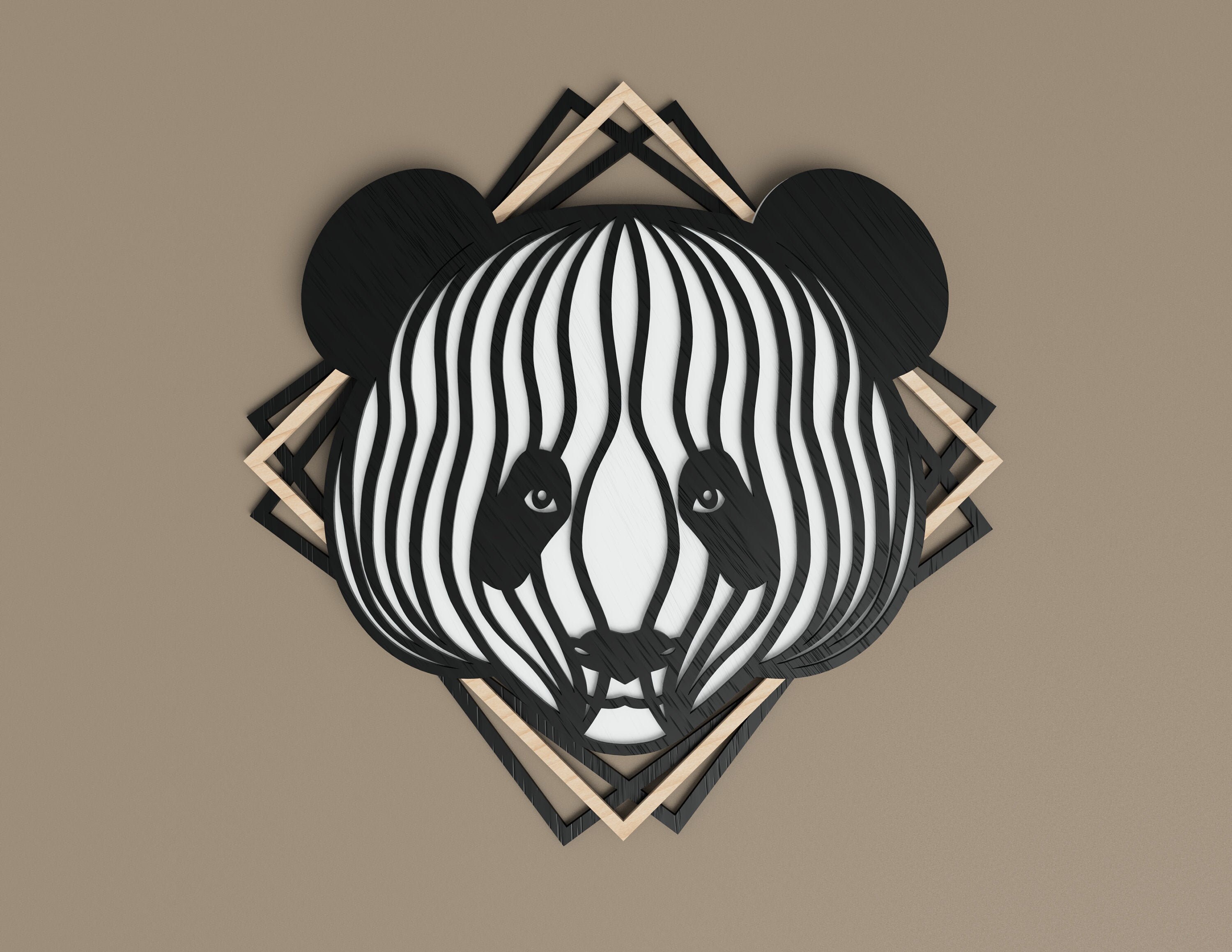 Panda laser cut file layered svg vector design dxf file for | Etsy