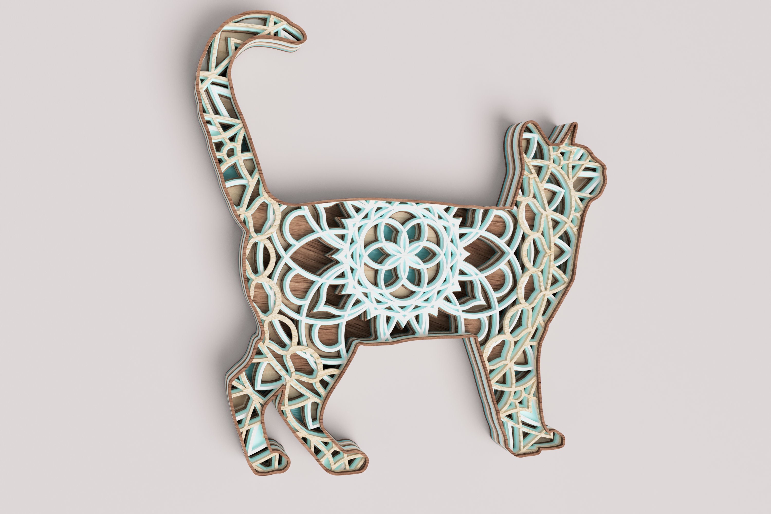 Cat laser cut file layered svg vector design dxf file for | Etsy