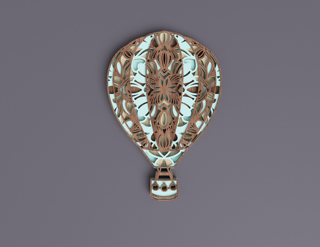 Layered Hot Air Balloon Laser Cut File: Vector SVG Template (digital ...