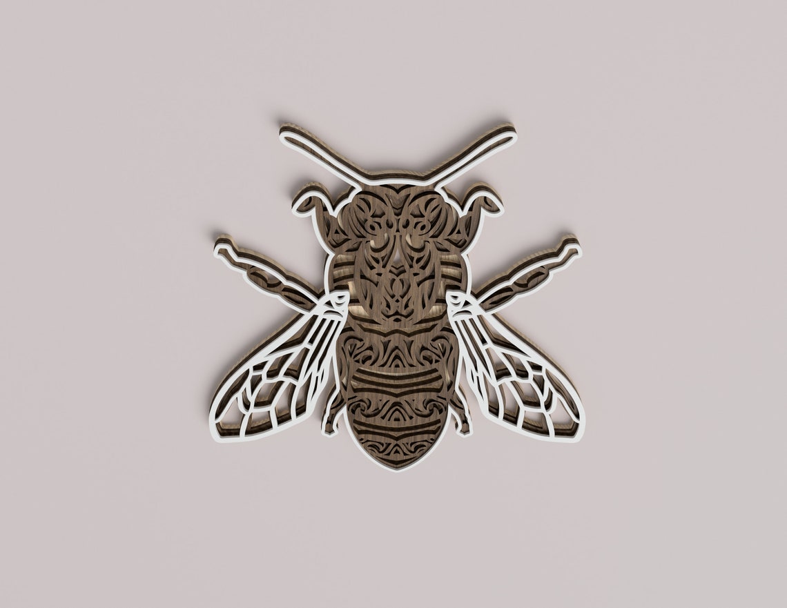 Bee laser cut file layered svg vector design dxf file for | Etsy
