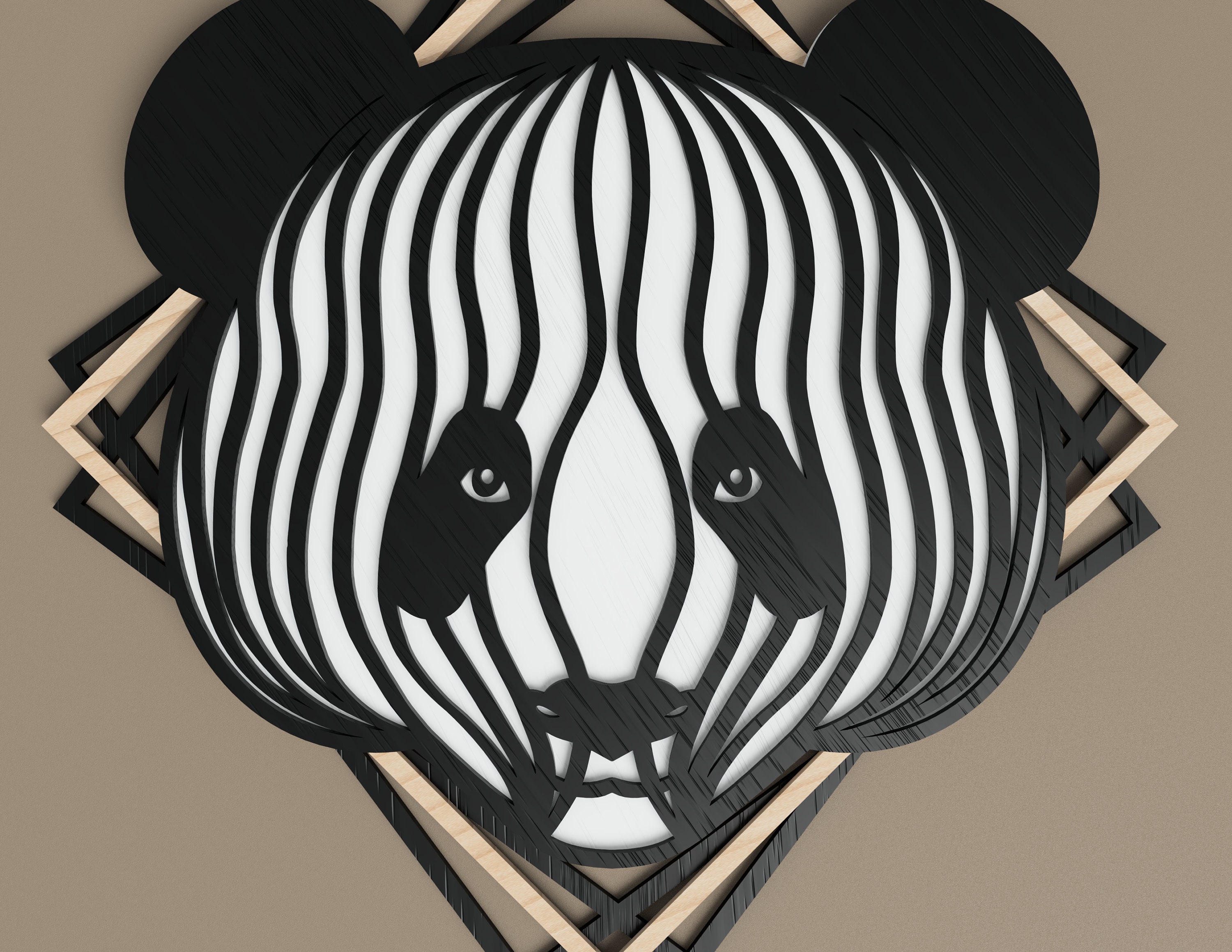 Panda laser cut file layered svg vector design dxf file for | Etsy