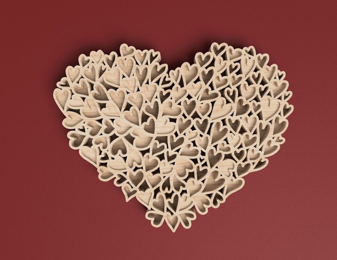 Valentines Heart Laser Cut File Layered Svg Vector Design - Etsy