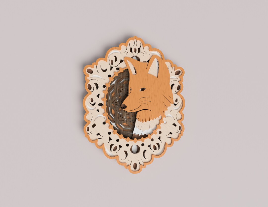 Fox Laser Cut File, Layered Svg, Layered Art, Vector Design, Dxf File ...
