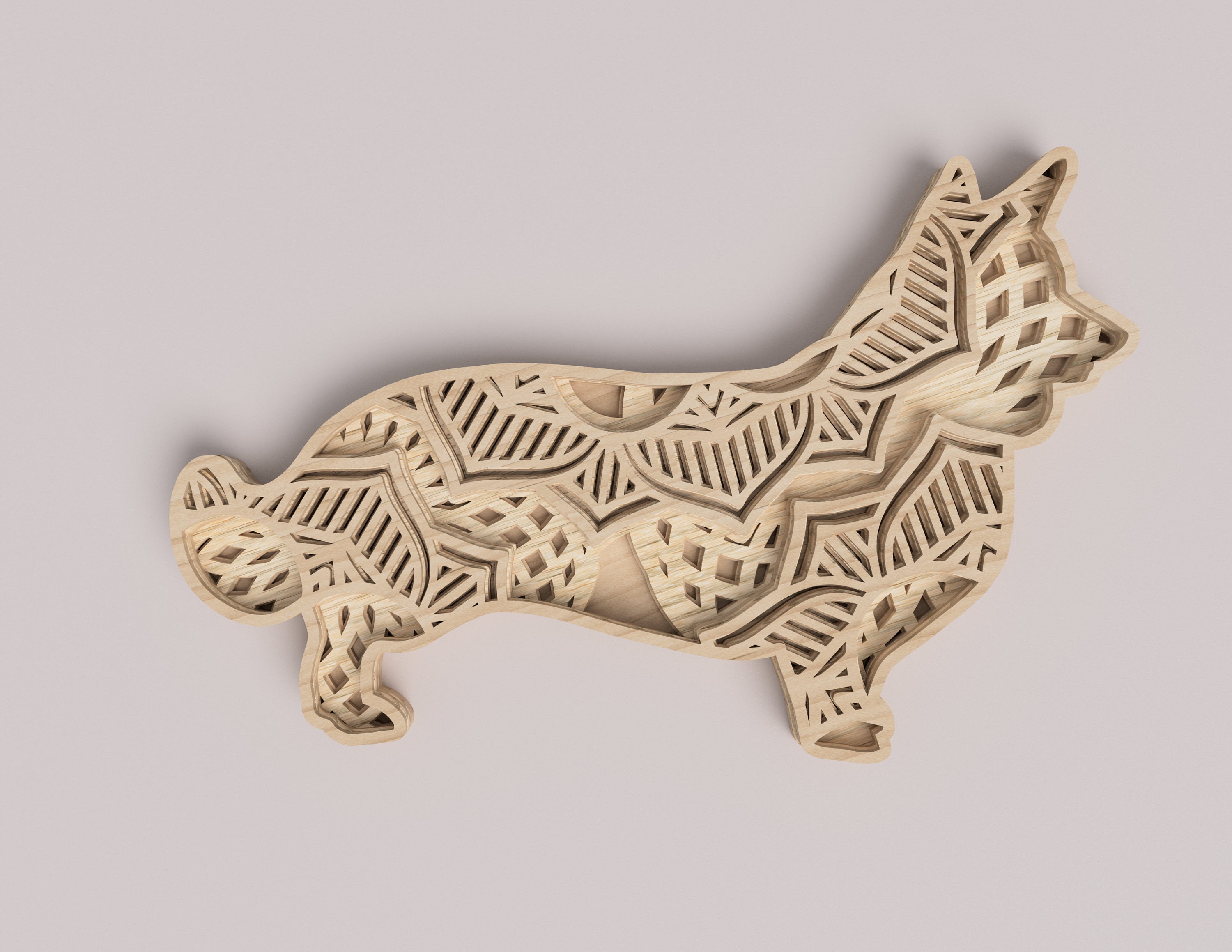 Corgi laser cut file layered svg vector design dxf file for | Etsy