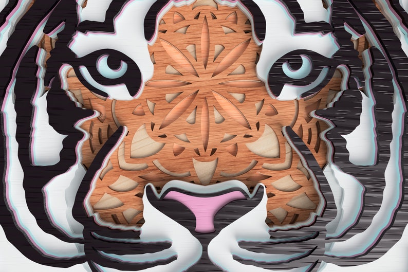 Tiger laser cut file layered svg vector design dxf file for | Etsy