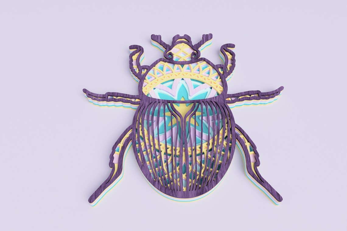 Beetle laser cut file layered svg vector design dxf file | Etsy