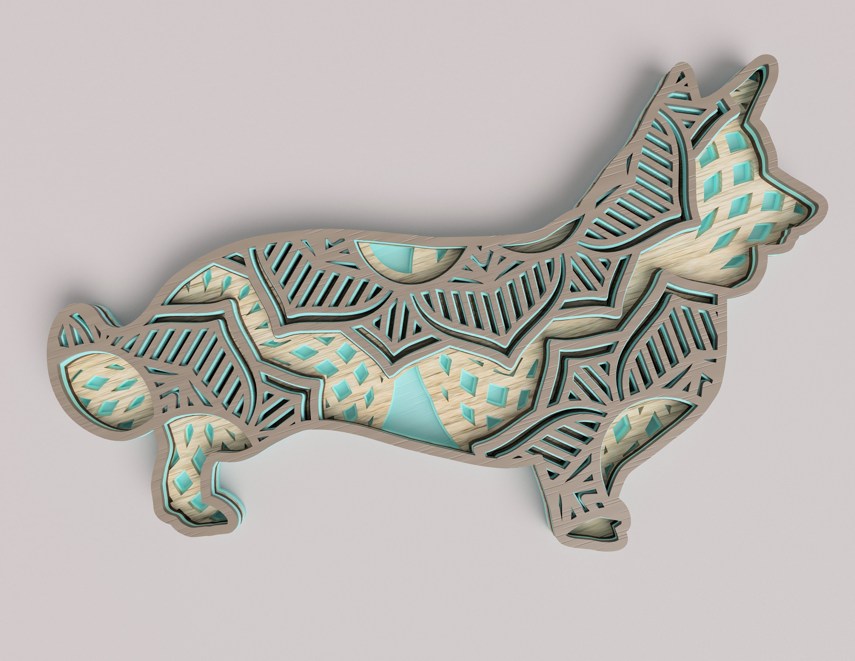 Corgi laser cut file layered svg vector design dxf file for | Etsy