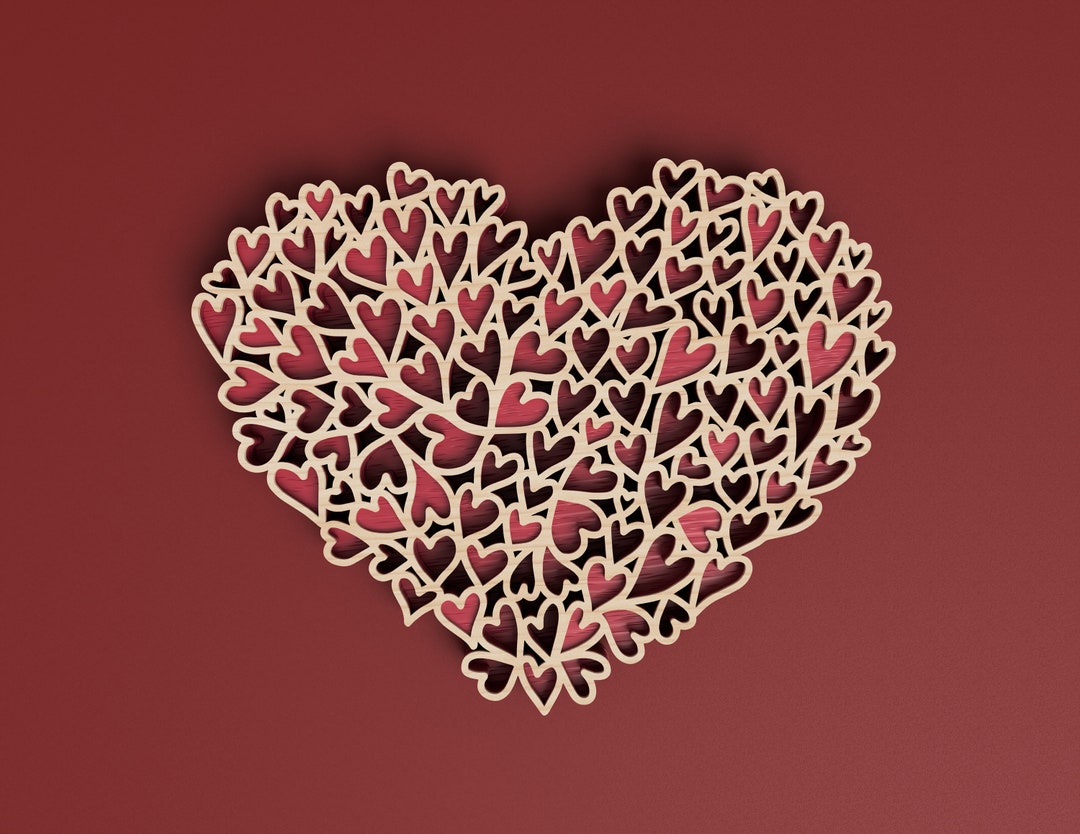 Valentines Heart Laser Cut File, Layered Svg, Vector Design, Dxf File ...