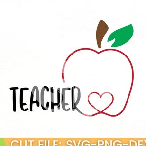 Teacher Apple Heart Svg-teacher Png-teacher Life Cut File-teacher ...