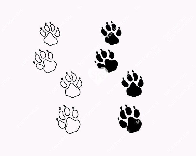 Cub Paw Print Svg- Wolf Paw PNG- Animal Paw Print Design- Wolf Track ...