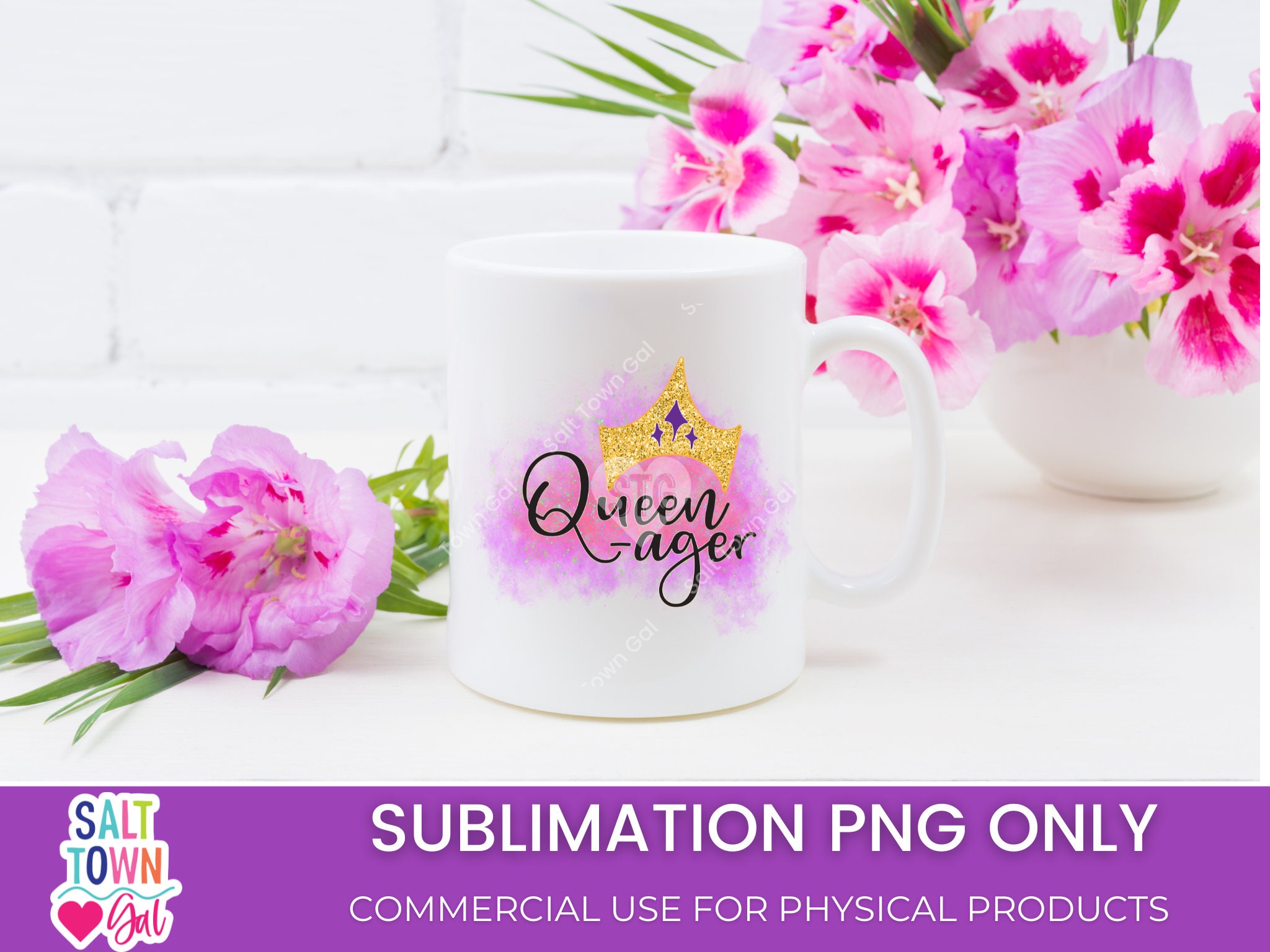Queenager Sublimation Design-birthday Queen Png-crown Queen - Etsy