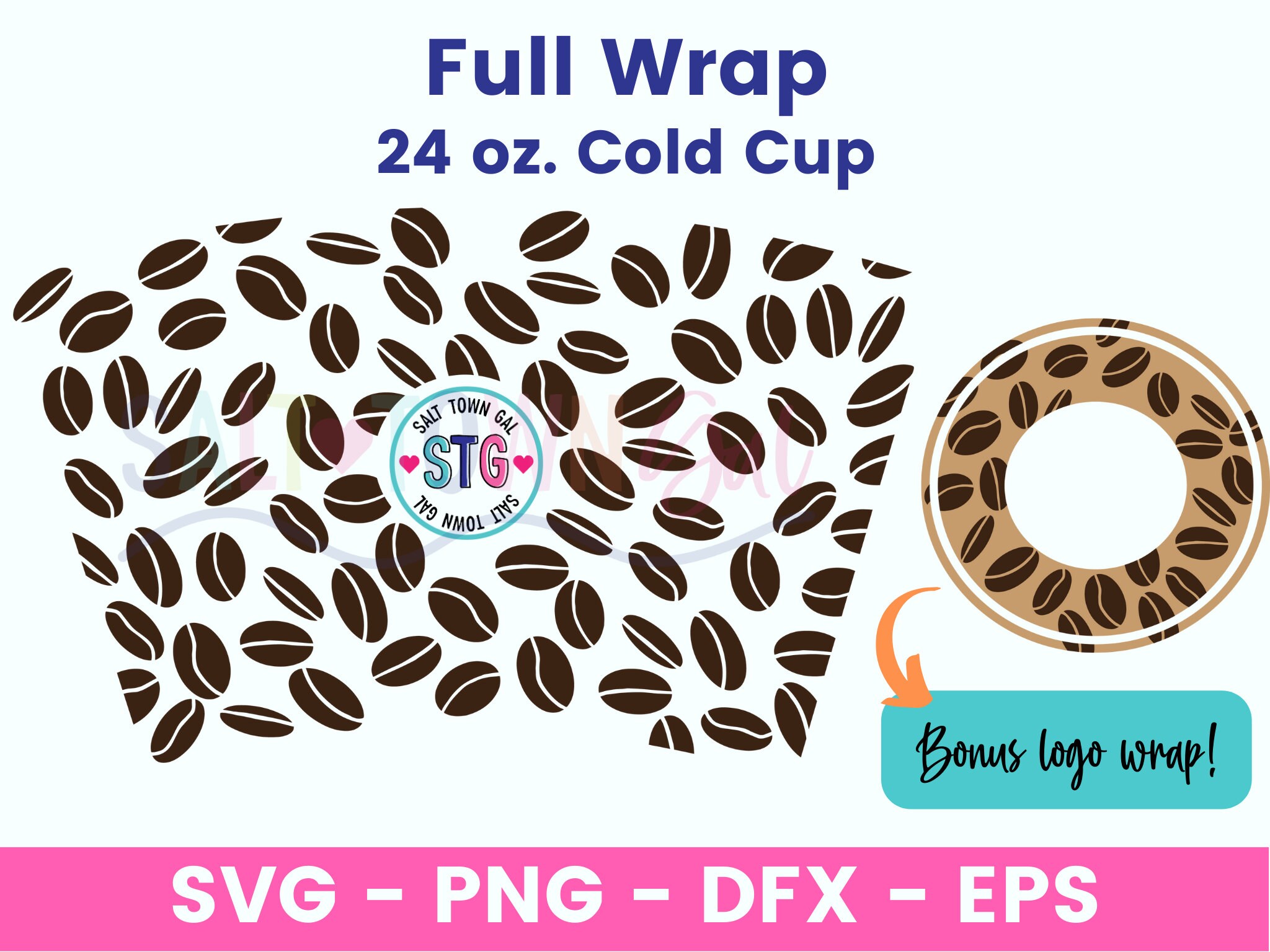 Coffee Beans Full Wrap Svg-coffee Beans Cold Cup Png-cafe - Etsy